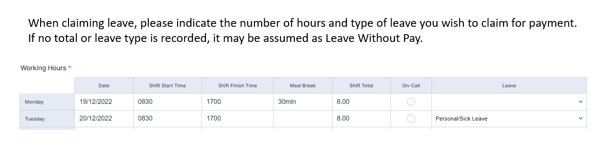 Internal Weekly Timesheet
